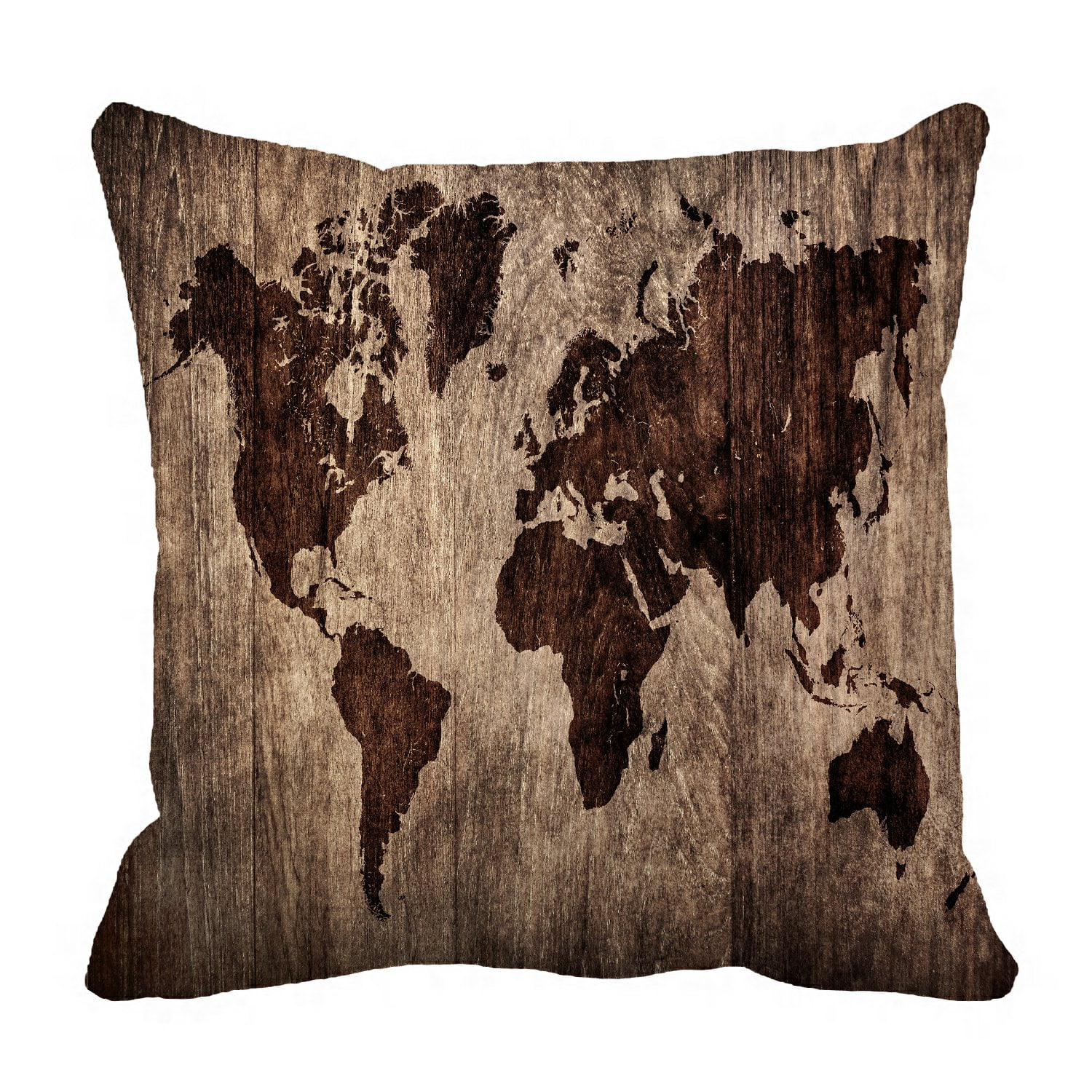 PHFZK Earth Map Pillow Case, World Map on Wooden Pattern Pillowcase ...