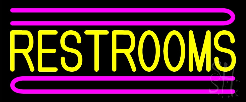 Restrooms LED Neon Sign 6 x 15 - inches, Clear Edge Cut Acrylic Backing ...