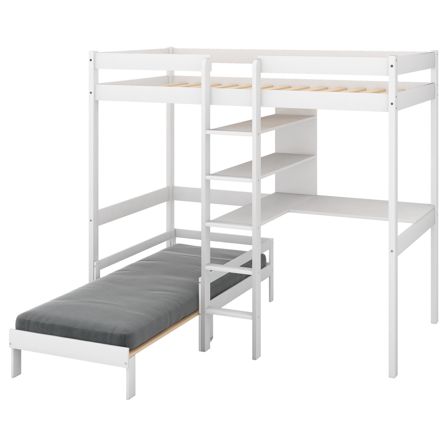[US IN STOCK] Convertible Loft Bed with L-Shape Desk, Twin Bunk Bed ...