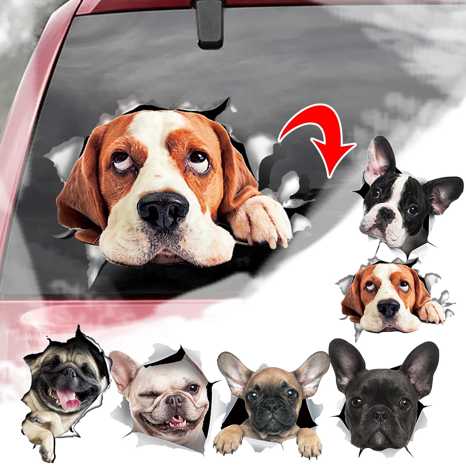 Corashan Sticker 3D Dog Crack Sticker Pvc Plastic Sticker Car Window ...