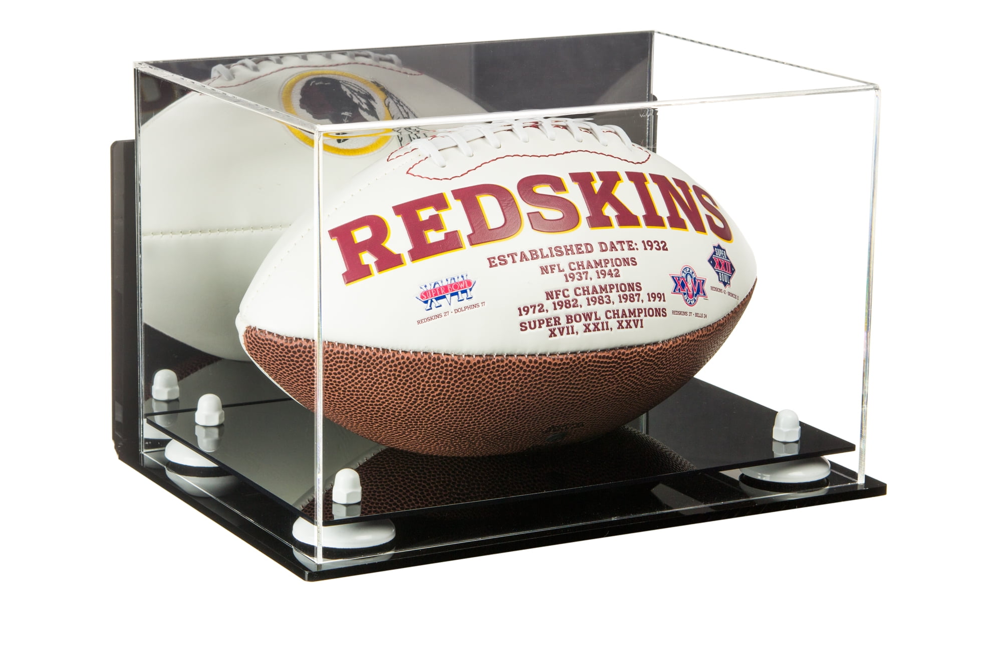 Deluxe Acrylic Football Display Case with White Risers, Mirror and Wall ...