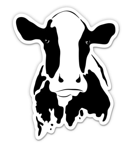 Cow - 3" Vinyl Sticker - For Car Laptop I-Pad Phone Helmet Hard Hat ...