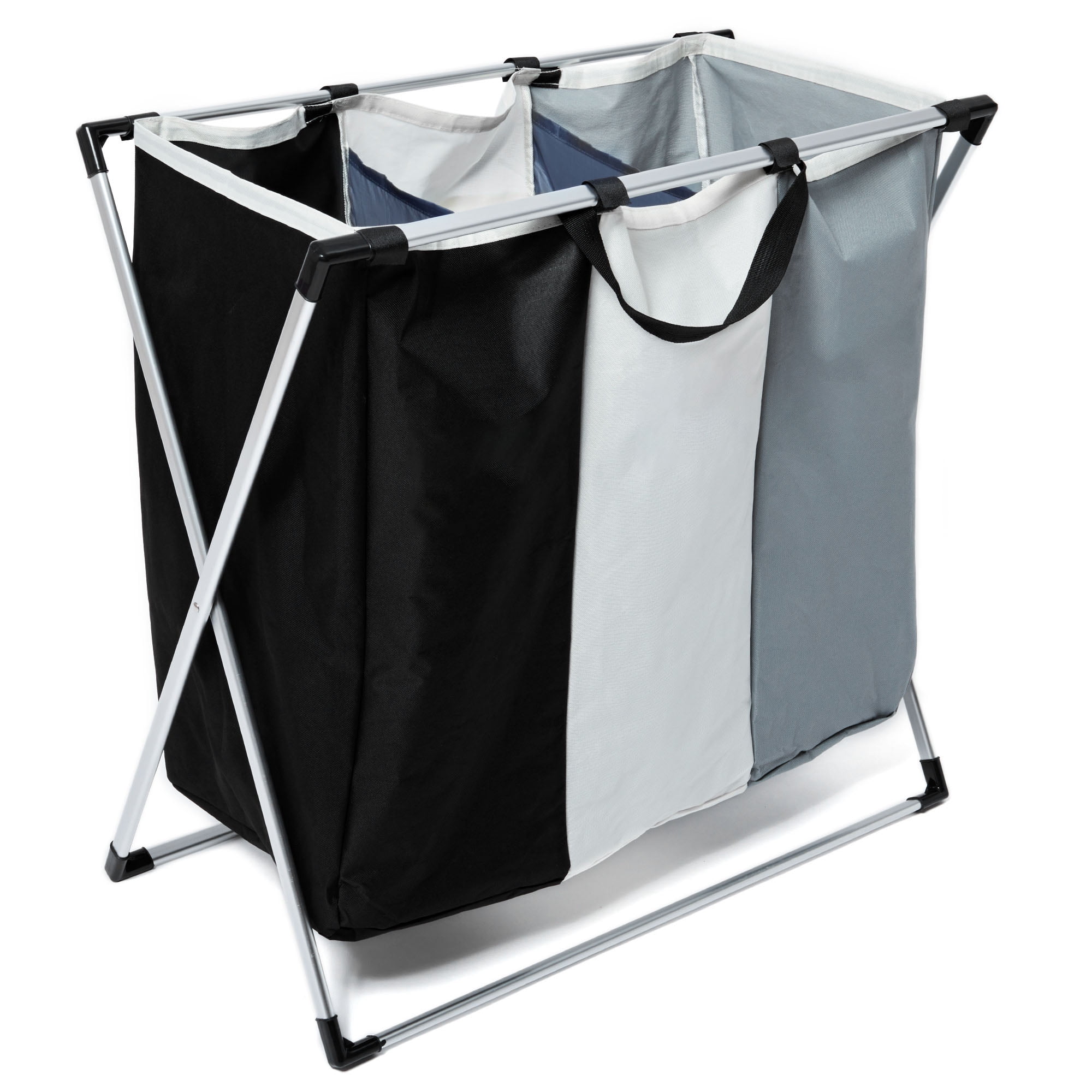Walmart 3-Section Laundry Basket, Foldable with Aluminum Frame, for ...