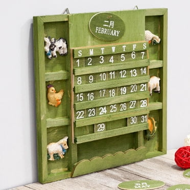 Uxcell Vintage Wood Block Perpetual Calendar, Reusable Wooden Month ...