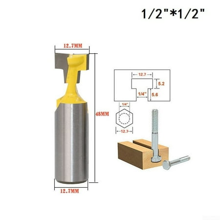 1/4\'\'1/2\'\'Shank T-Slot Milling Cutter T-Track Slotting Carbide Wood ...