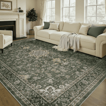 SIXHOME 8x10 Feet Washable Non-Slip Area Rug - Traditional Distressed ...