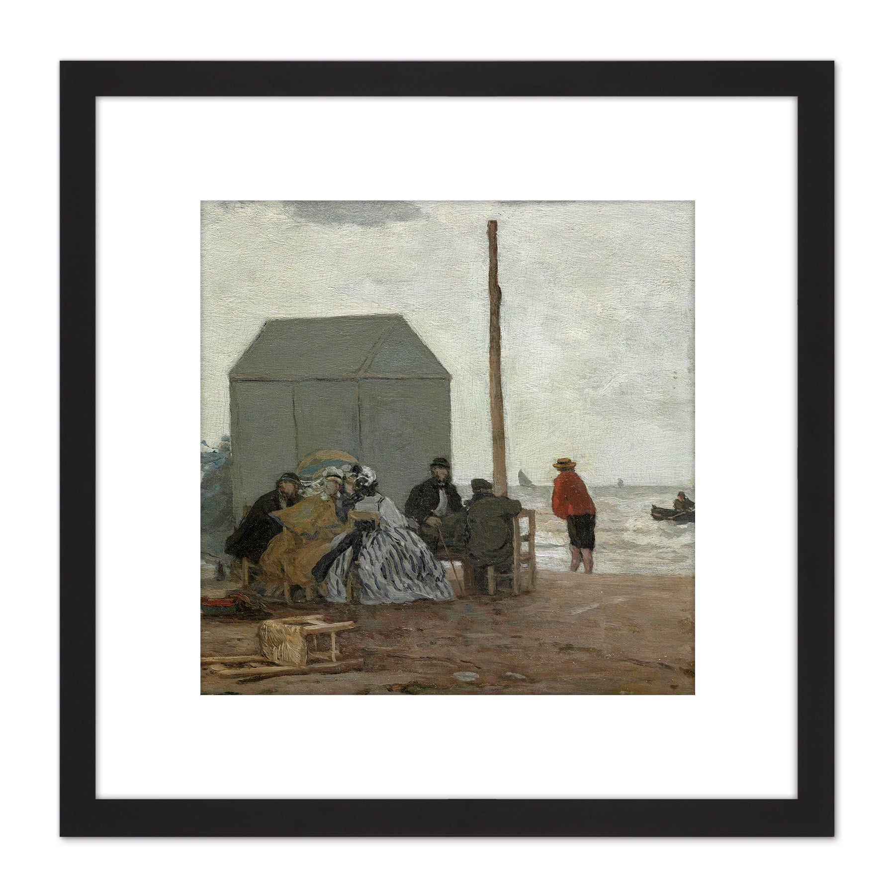 Boudin Beach At Deauville 8X8 Inch Square Wooden Framed Wall Art Print ...