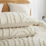 Geometric Arch Pattern Tufted Microfiber Duvet Cover Set Beige Boho ...