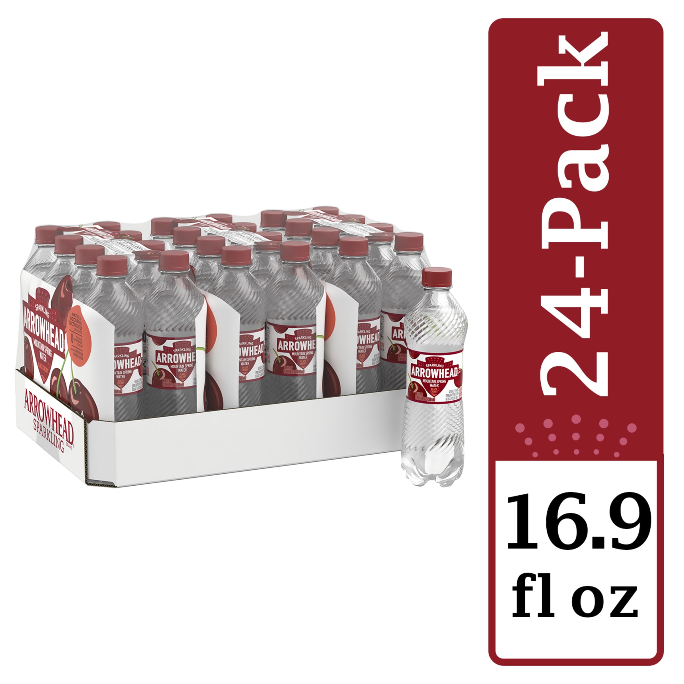 Arrowhead Sparkling Water, Black Cherry, 16.9 oz. Bottles (24 Count ...