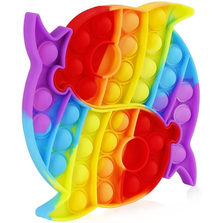 Push It Pop Bubble Fidget Toy 4 Pack Rainbow Square Unicorn Dino ...