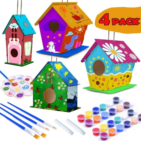 DIY Bird House Kit, - 4Pack - Crafts for Children to Build and Paint ...