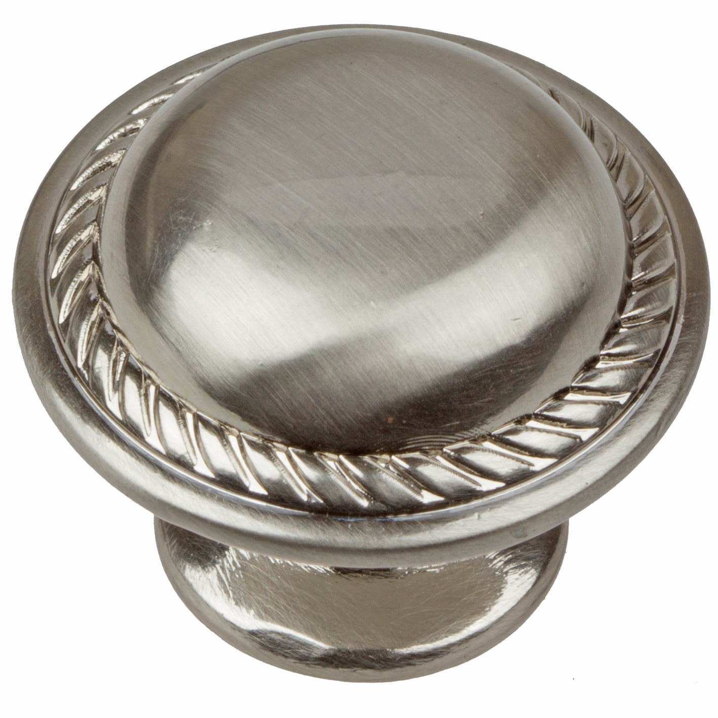 GlideRite 1-1/8 Inch Rustic Round Rope Cabinet Knob, Satin Nickel ...