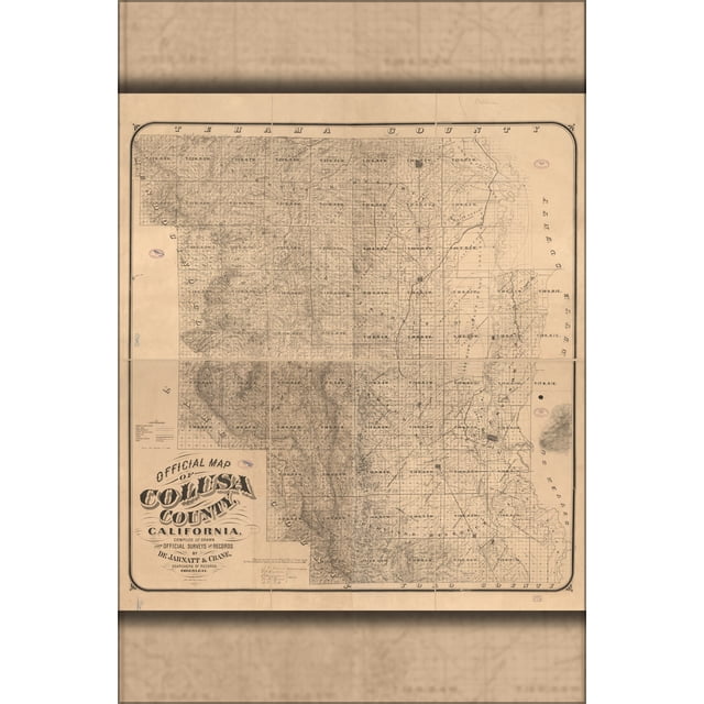 24"x36" Gallery Poster, Official map of Colusa County, California 1885 ...