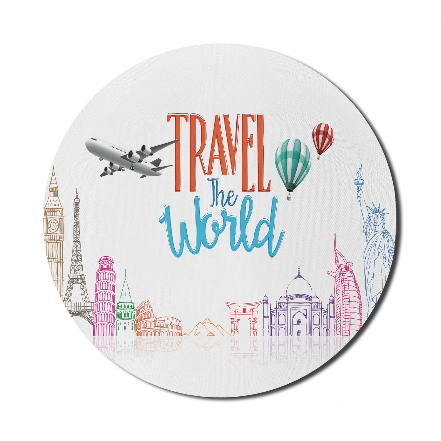 Saying Mouse Pad for Computers, Travel the World Lettering Around Globe ...