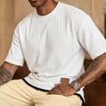 Big & Tall Men's Short Sleeve T-Shirts Cable Knit Crew Neck Loose Fit ...
