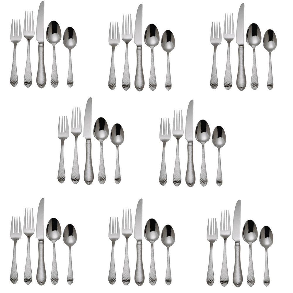Reed & Barton Hammered Antique 18/10 Stainless 40pc. Flatware Set ...