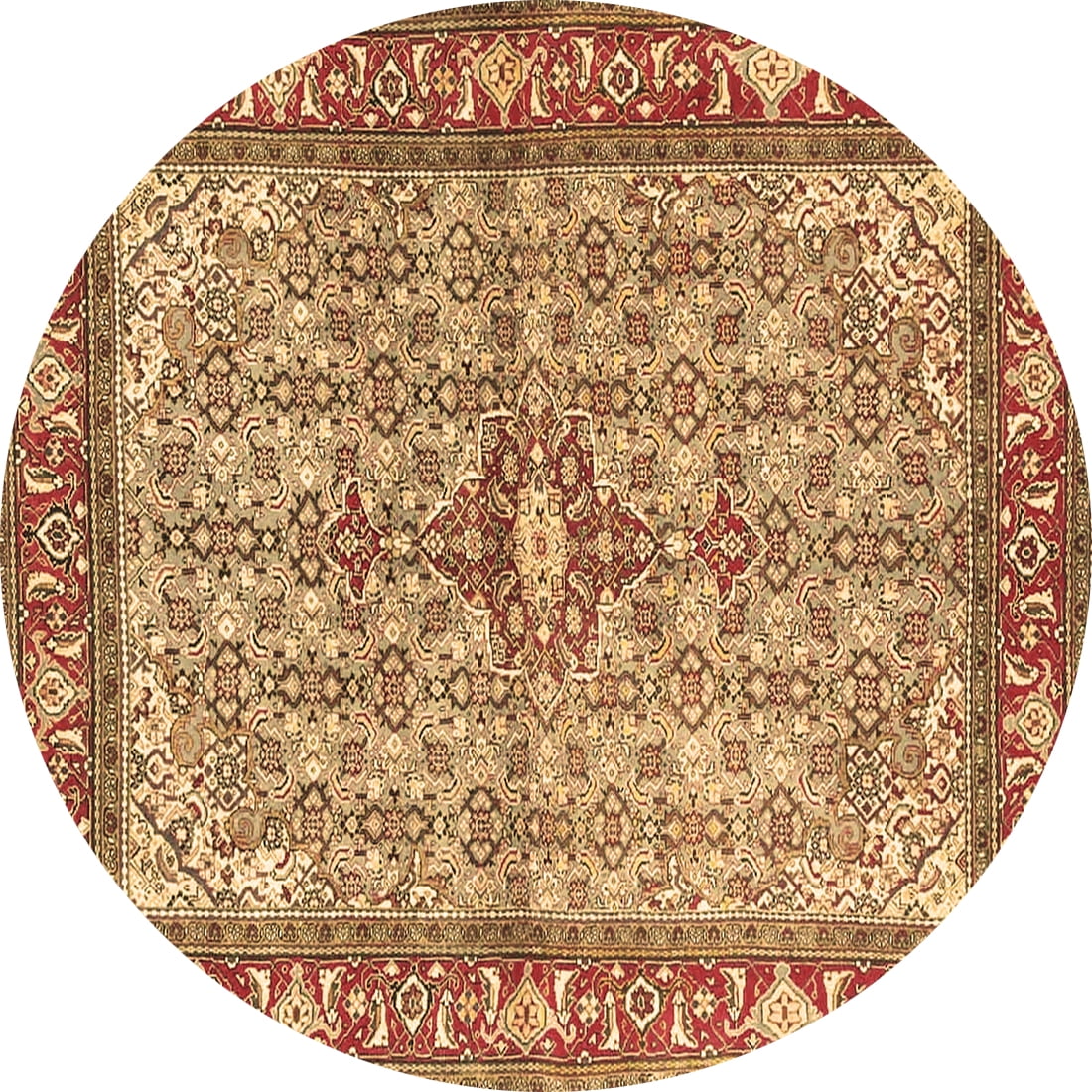 Ahgly Company Indoor Round Persian Brown Traditional Area Rugs, 8 ...
