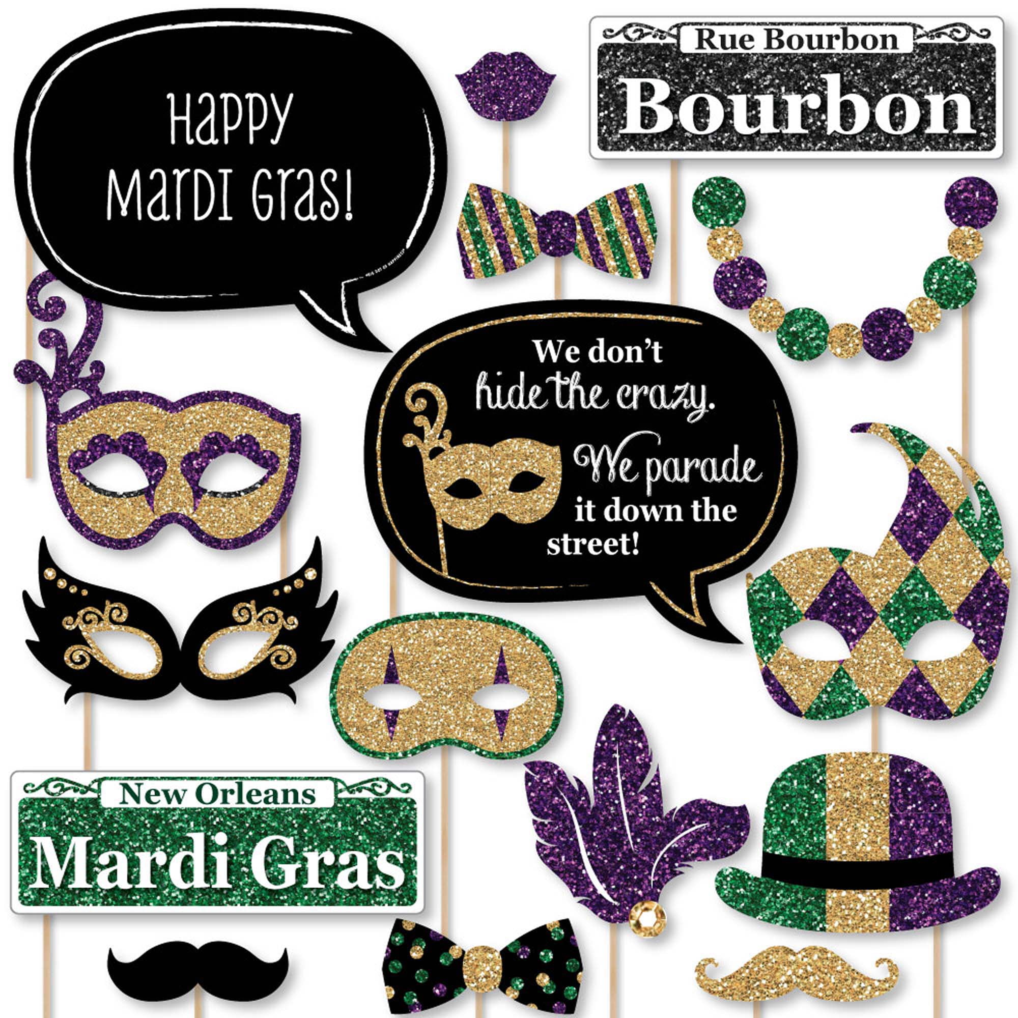 Big Dot of Happiness Mardi Gras - Masquerade Party Photo Booth Props ...