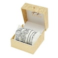 Folio Women's Silver Tone Round Analog Bracelet Watch and Layered ...