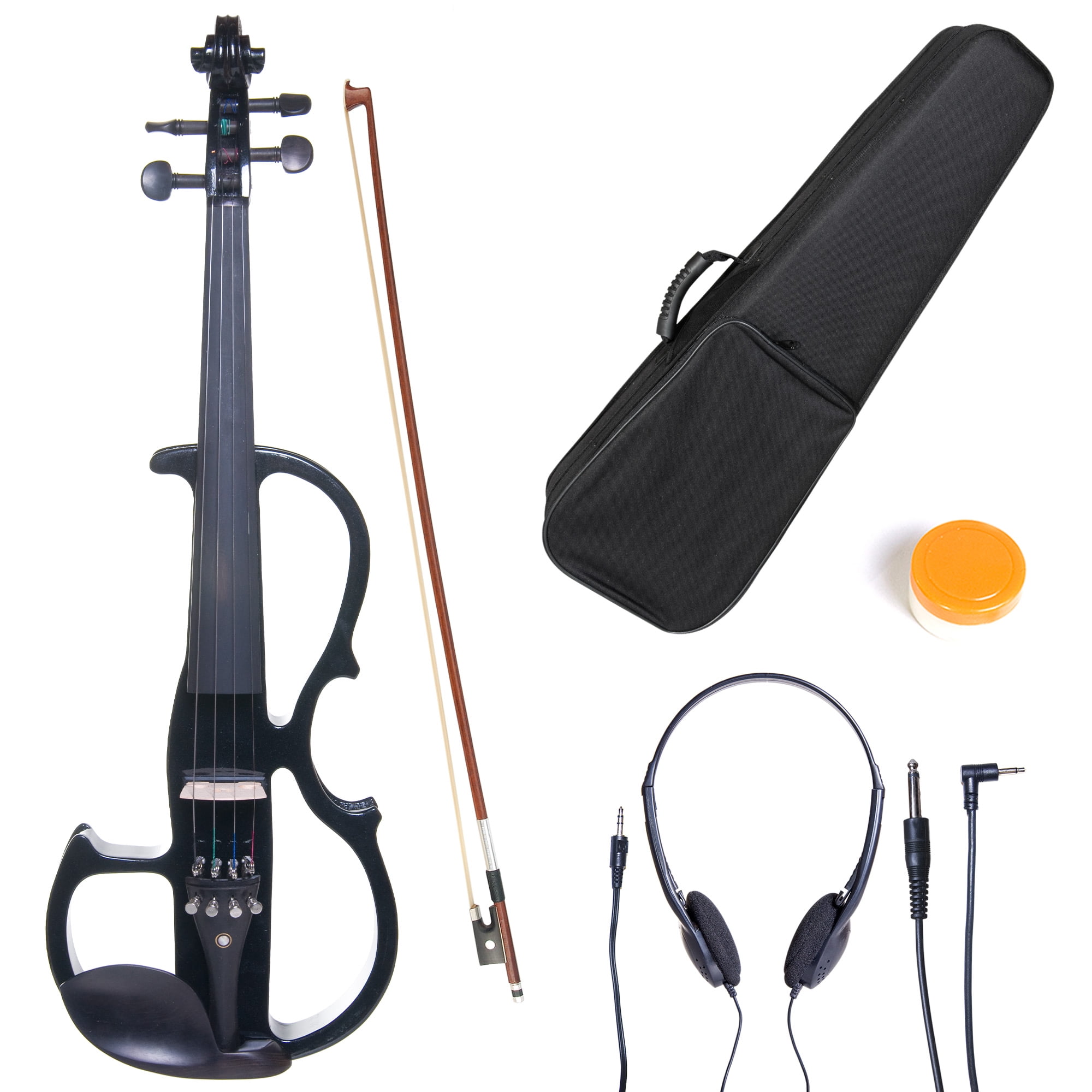 Cecilio 4 4 CEVN 2BK Solidwood Metallic Black Electric Silent Violin