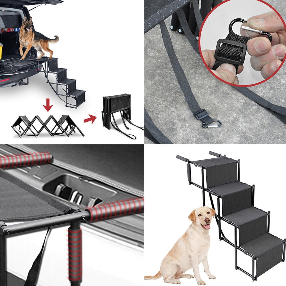 US Folding Dog Pet Steps Ramp Stairs Car Boot Portable Ladder Metal ...