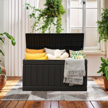 OverPatio 75gal Exterior Storage Container, Durable Plastic Deck Box ...