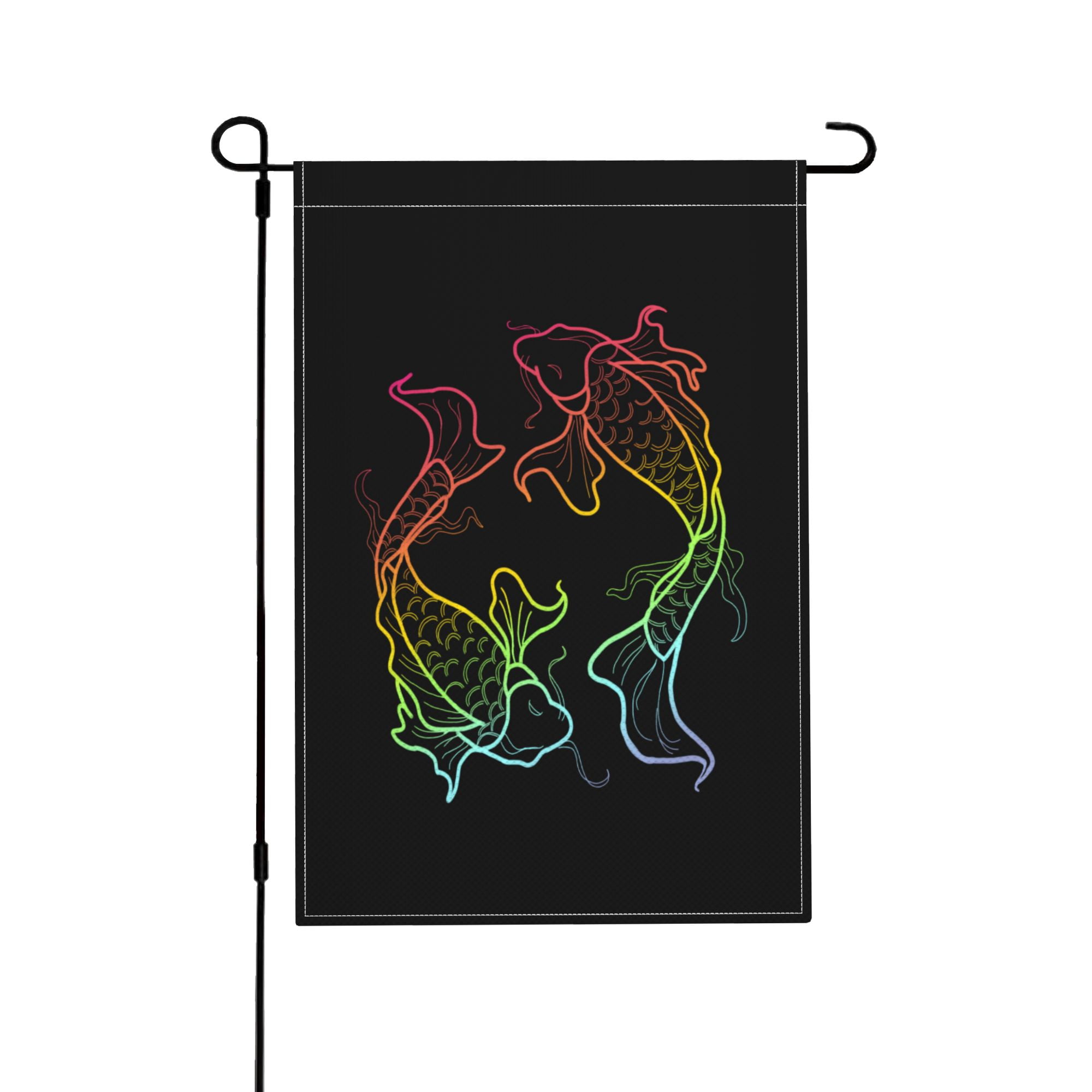 TEQUAN Rainbow Koi Fish Garden Flags, 18 x 12 inch Double Sided Linen ...