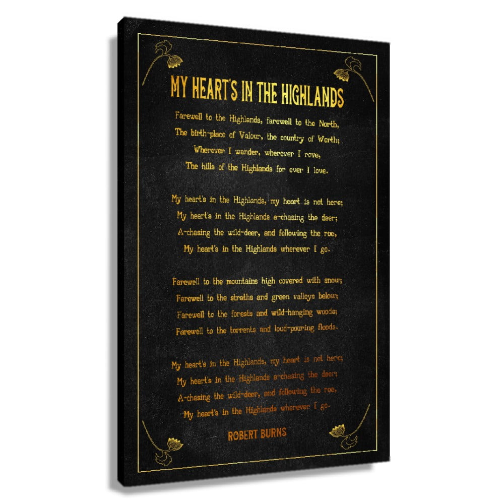 My Heart's In The Highlands Poem Wall Decor Robert Burns Quote Wall Art ...