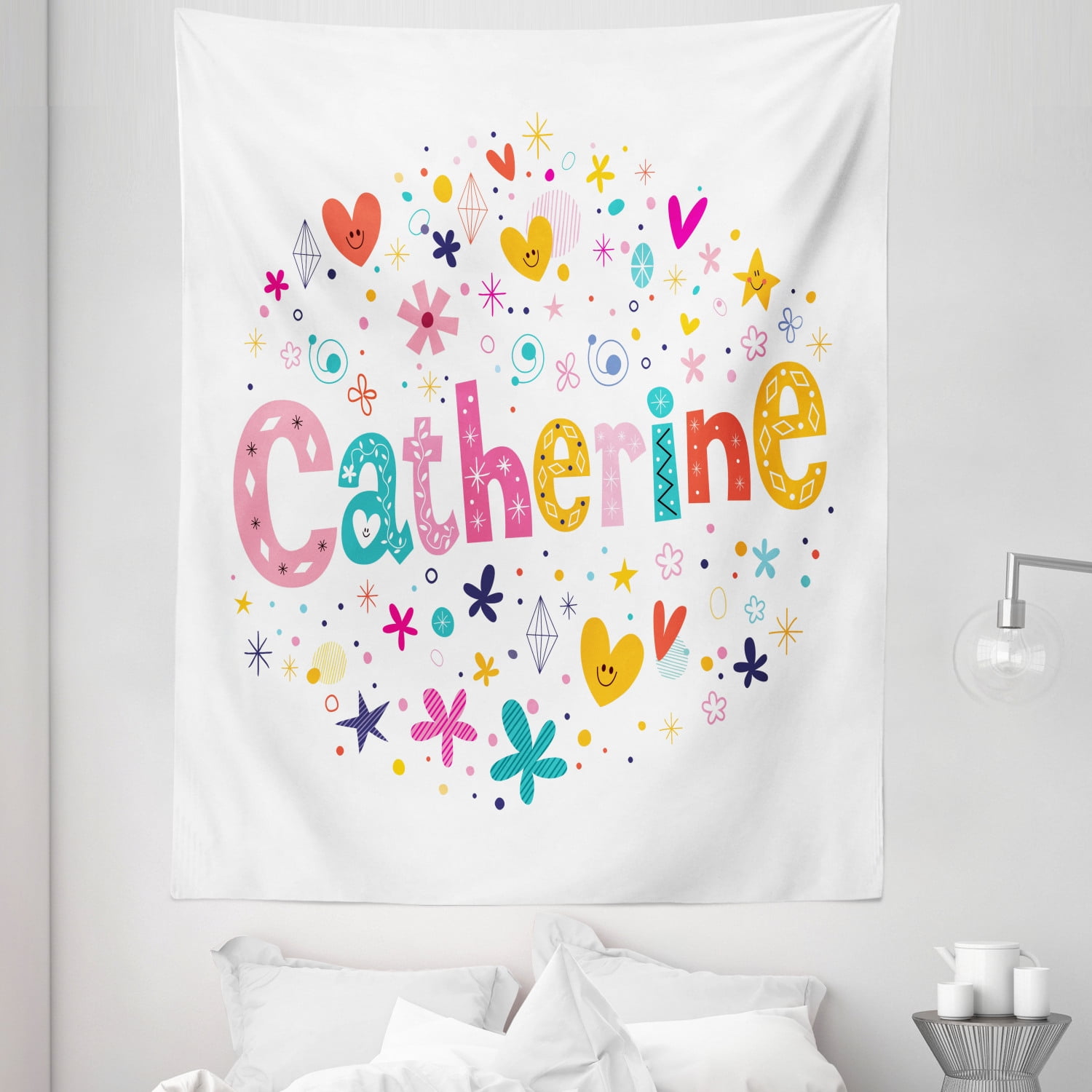 Catherine Tapestry, Colorful Alphabet Design Ornate Lettering Themed ...
