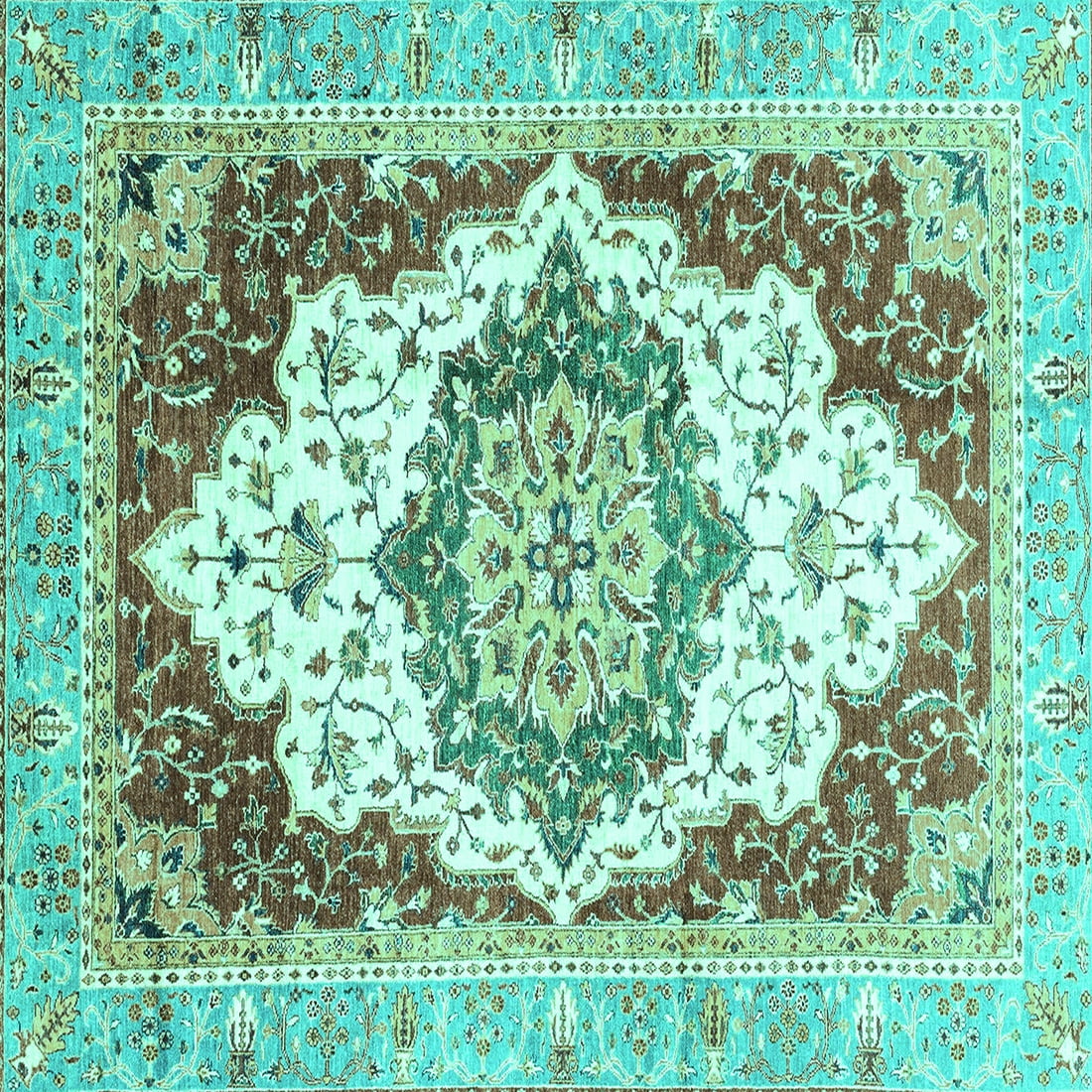 Ahgly Company Indoor Square Abstract Turquoise Blue Modern Area Rugs, 5 ...