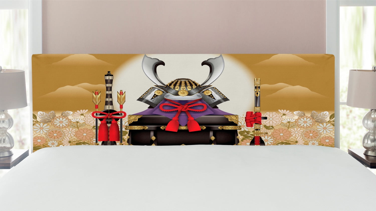 Japanese Headboard, Antique Ornamental Box of Archer with Gear and ...