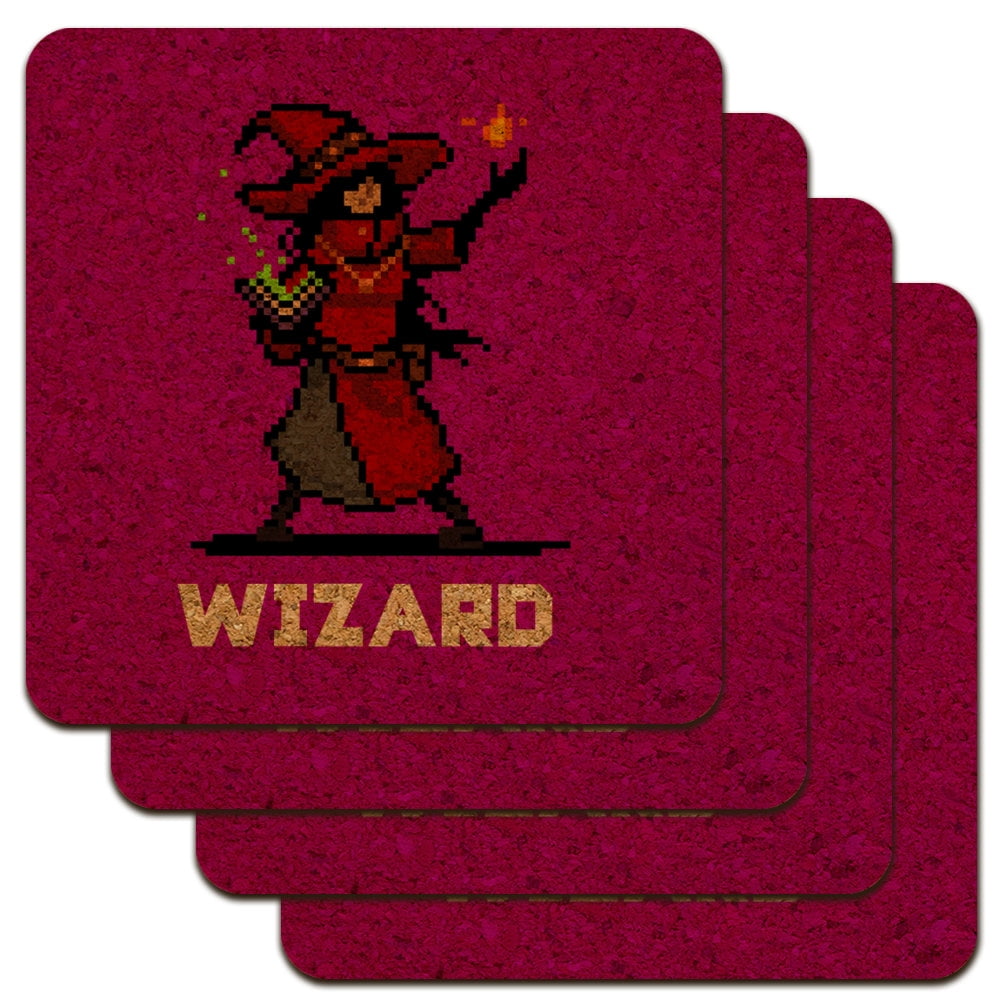 8-Bit Pixel Retro Wizard Mage Caster Games RPG Low Profile Novelty Cork ...