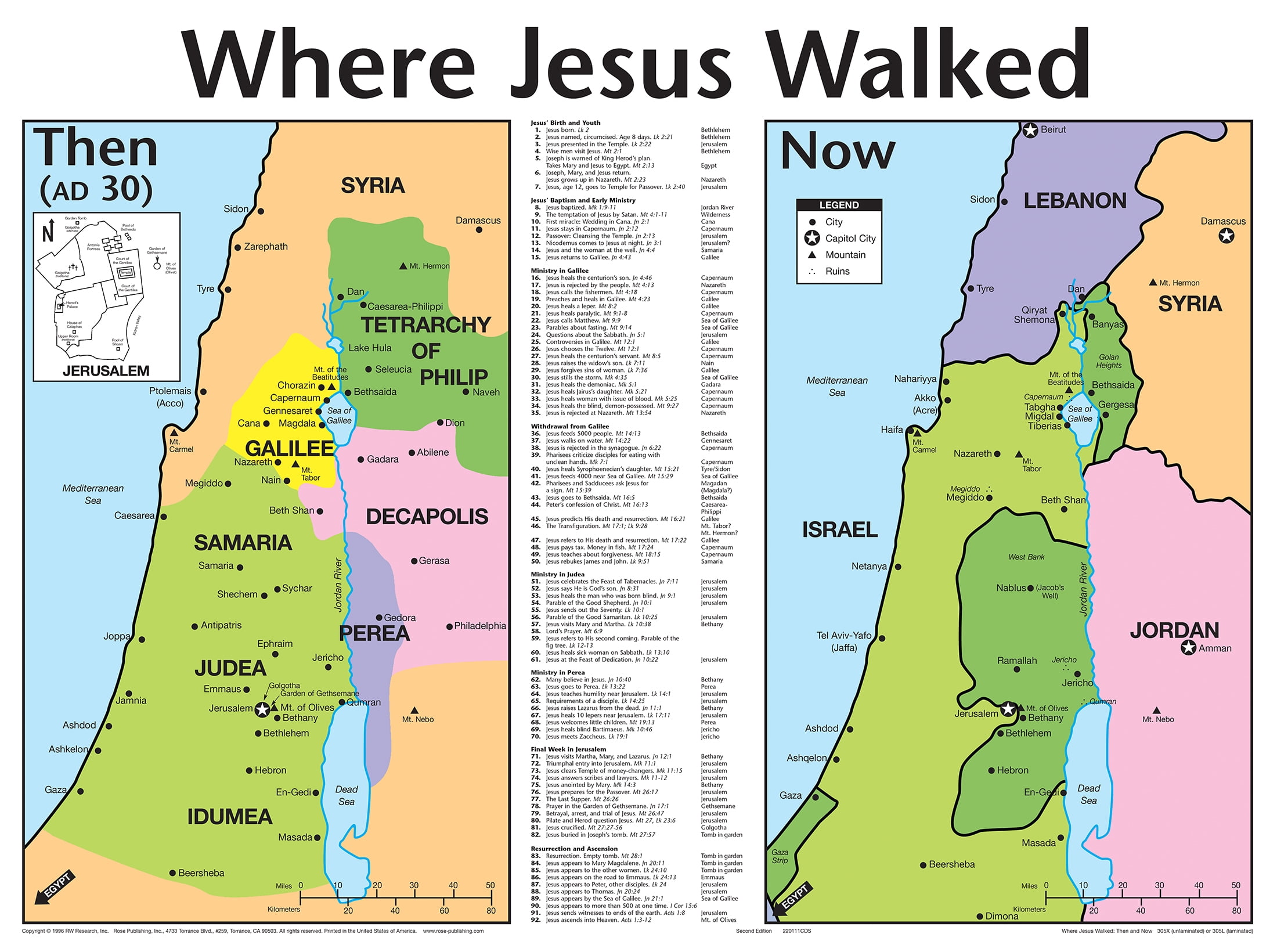 Where Jesus Walked: Then and Now Wall Chart (Wallchart) - Walmart.com