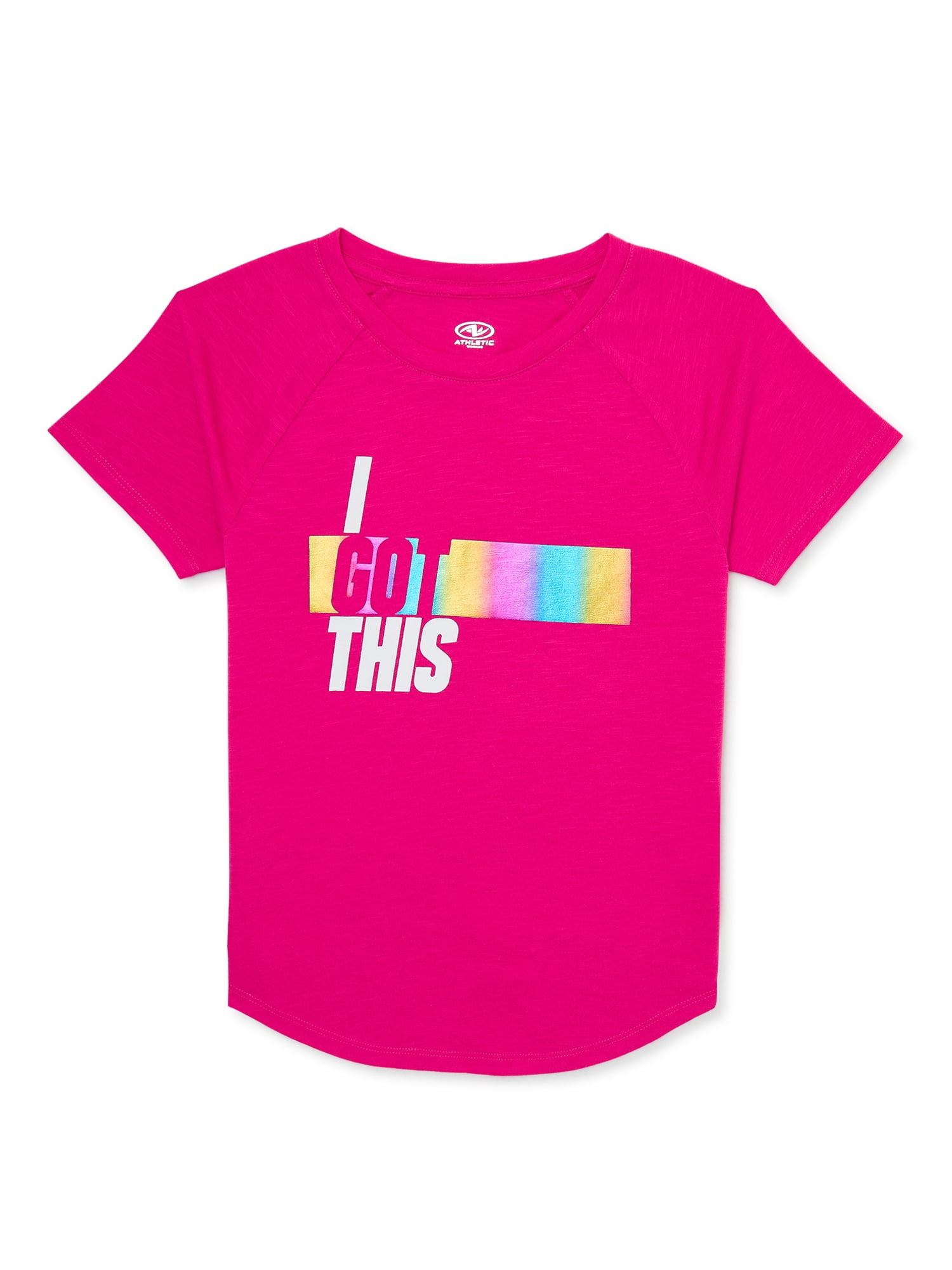 Athletic Works Girls Graphic Active T-Shirt with Short Sleeves, Sizes 4 ...