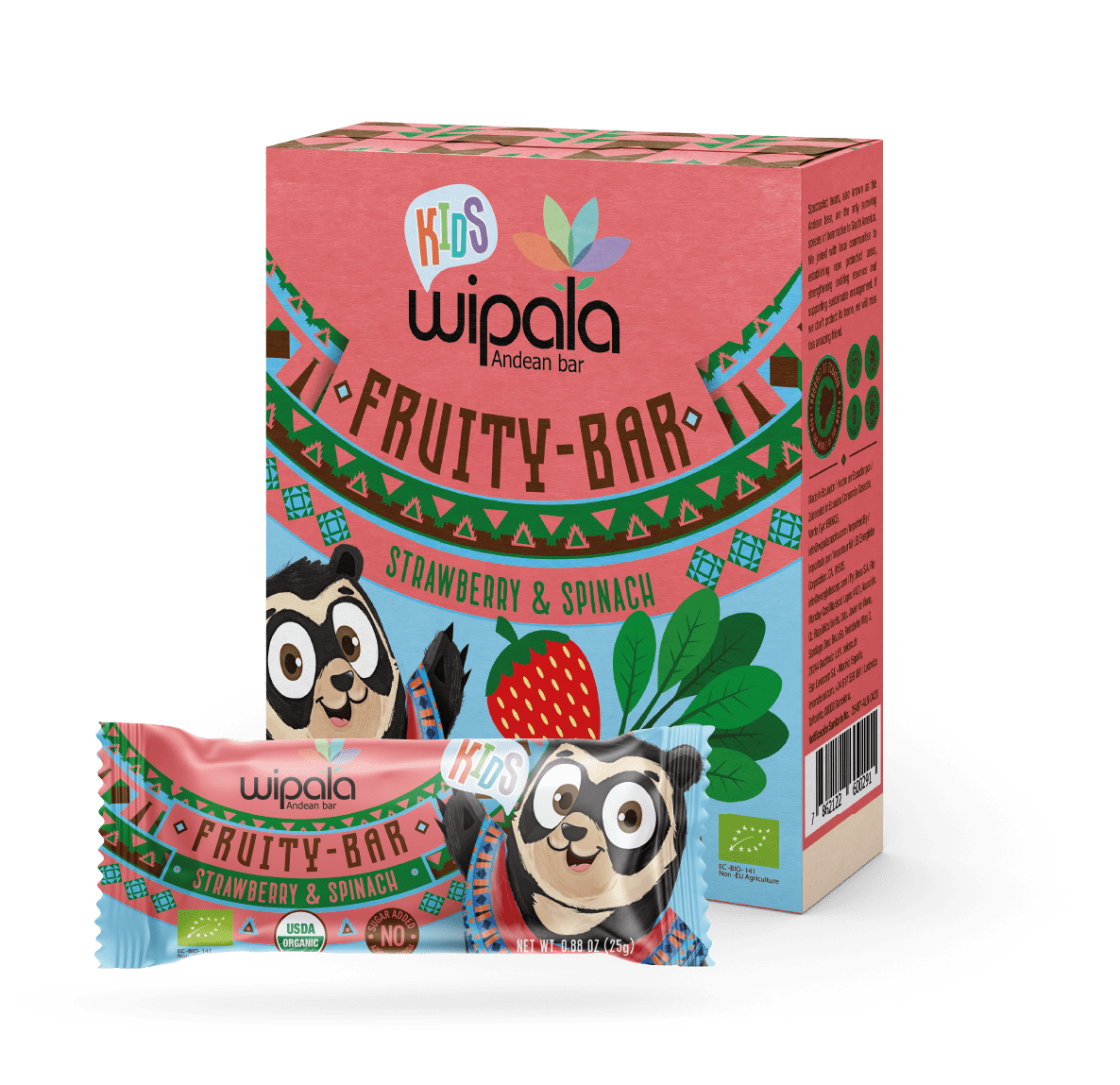 Wipala Kids Strawberry Spinach Fruity Bars, Organic, Vegan, Gluten Free ...