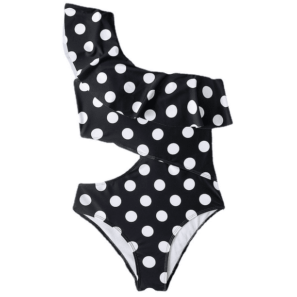 Women's Cutout Ruffled One Shoulder One Piece Swimsuit Bathing Suit ...
