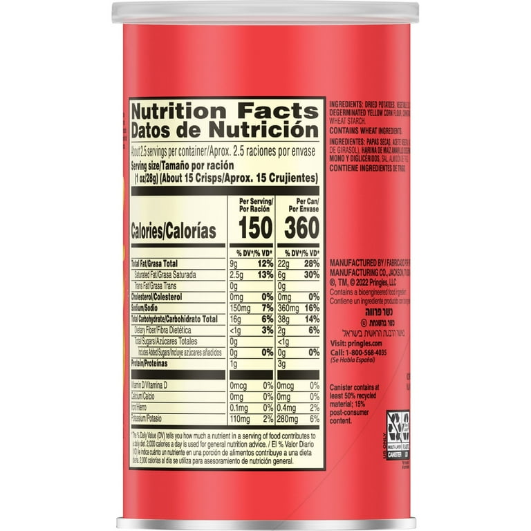 Pringles Nutrition Facts