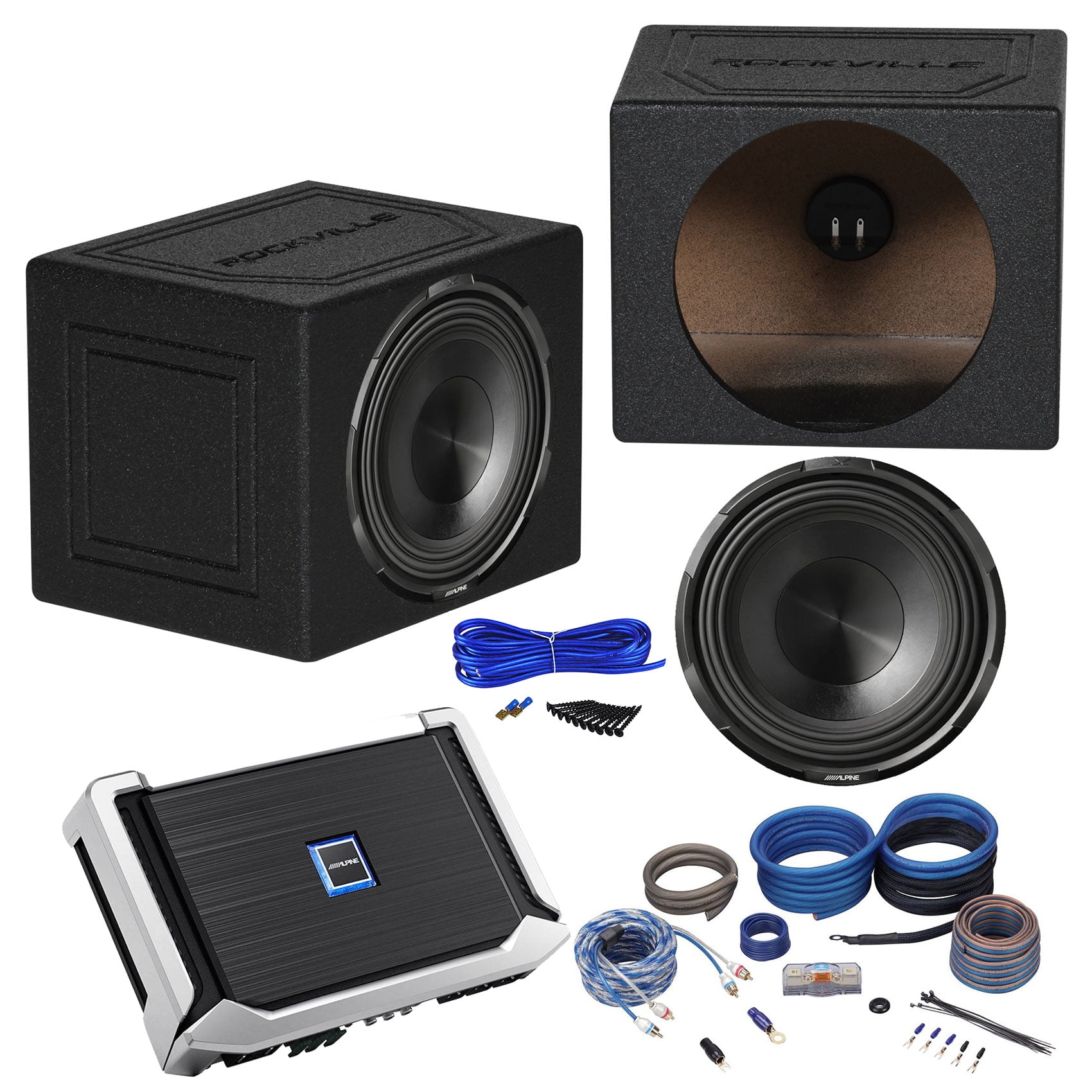 ALPINE X-W10D4 10" 900w Car Subwoofer+Sealed Box+X-A90M Mono Amplifier ...