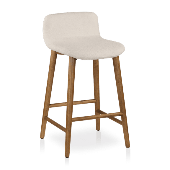 Bouclair Oatmeal Fabric and Wood Counter Stool