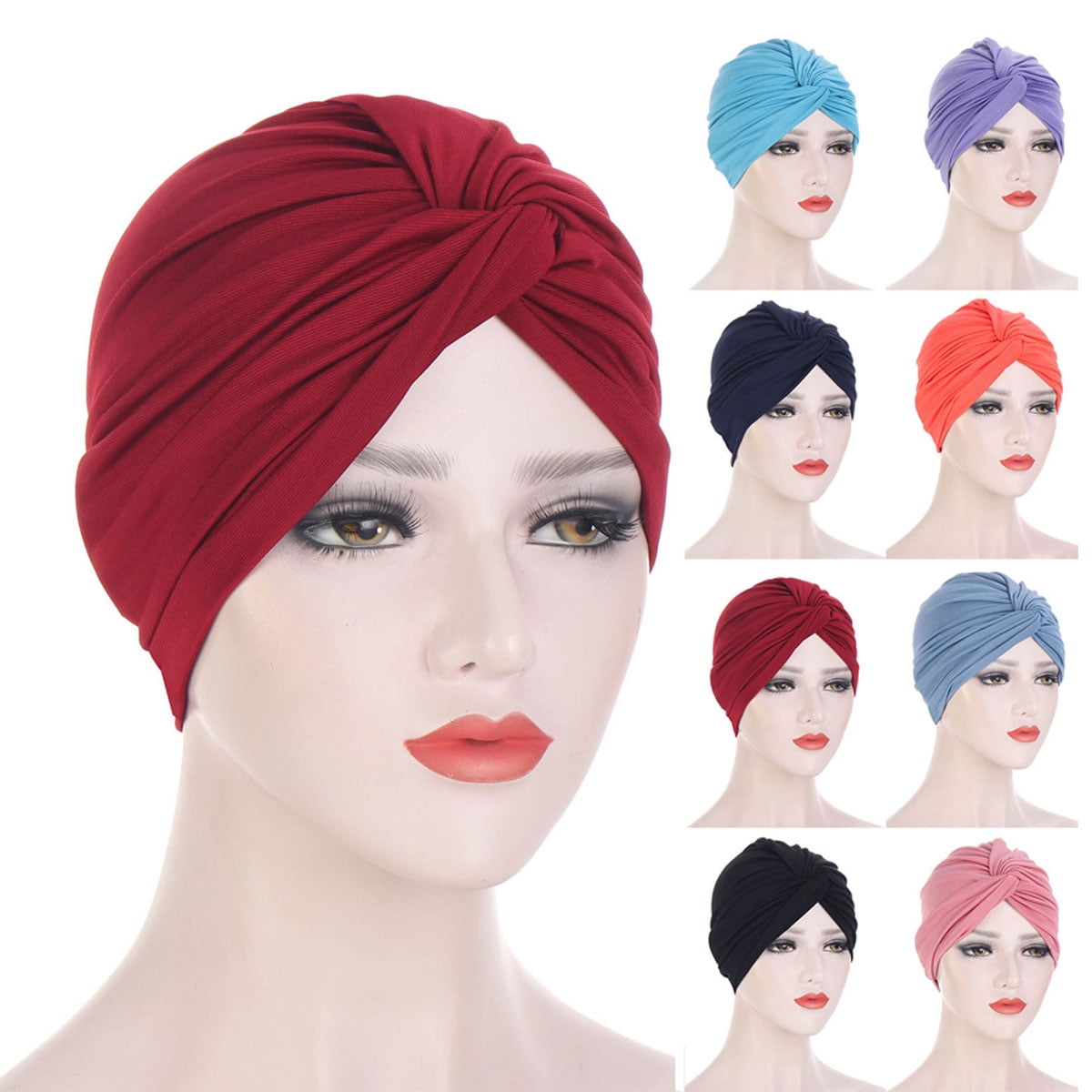 Travelwant Stretchy Turban Cap Head Cover Chemo Head Wraps Bennie ...