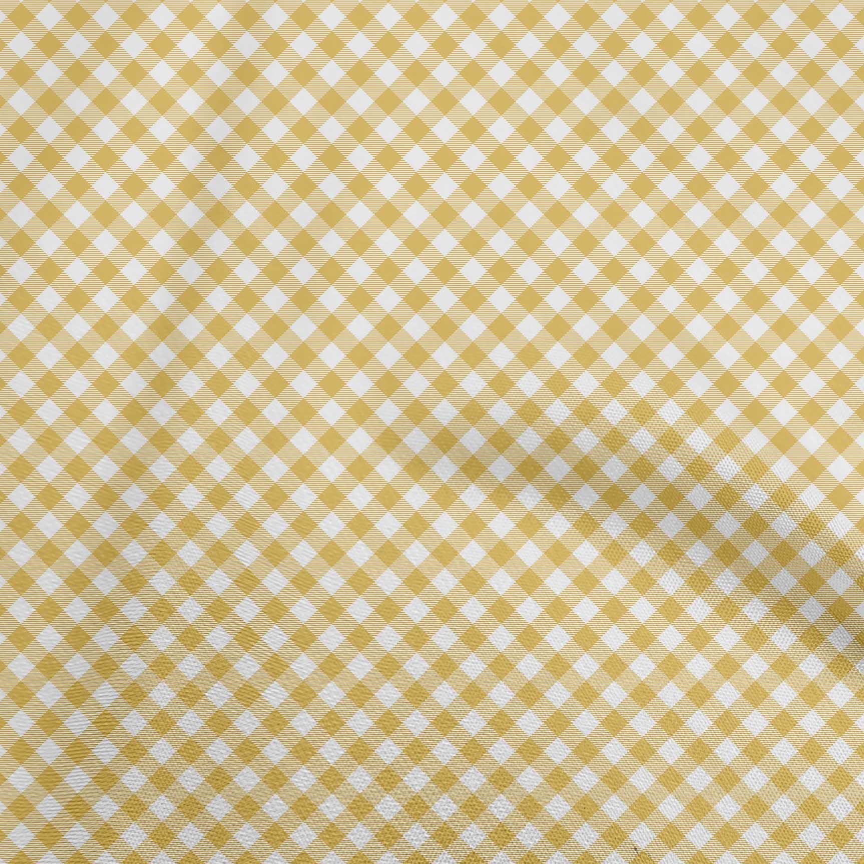 oneOone Viscose Chiffon Yellow Fabric Check Quilting Supplies Print ...