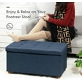 PINPLUS 30" Reversible Tops Large Foot Rest, Blue Ottoman Storage Box ...