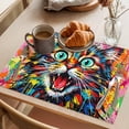 Color Cat Cotton Linen Placemats Set of 8, Graffiti Animal Modern Art ...