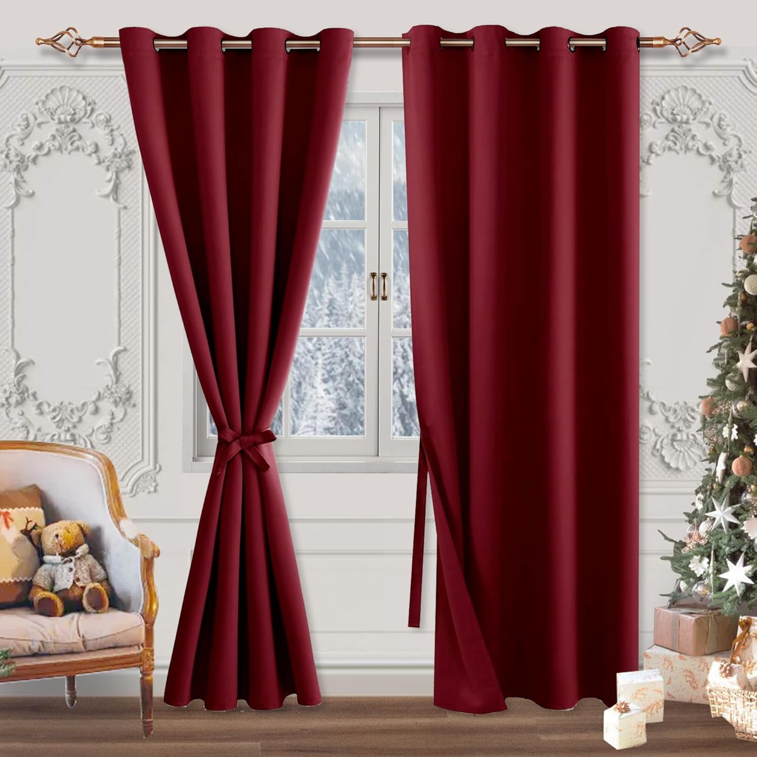 Click here for Siabc-Christmas Blackout Curtains 2 Panels With Ti... prices