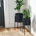 Main + Mesa Modern Boho Embossed Metal Planters with Stands, Matte ...