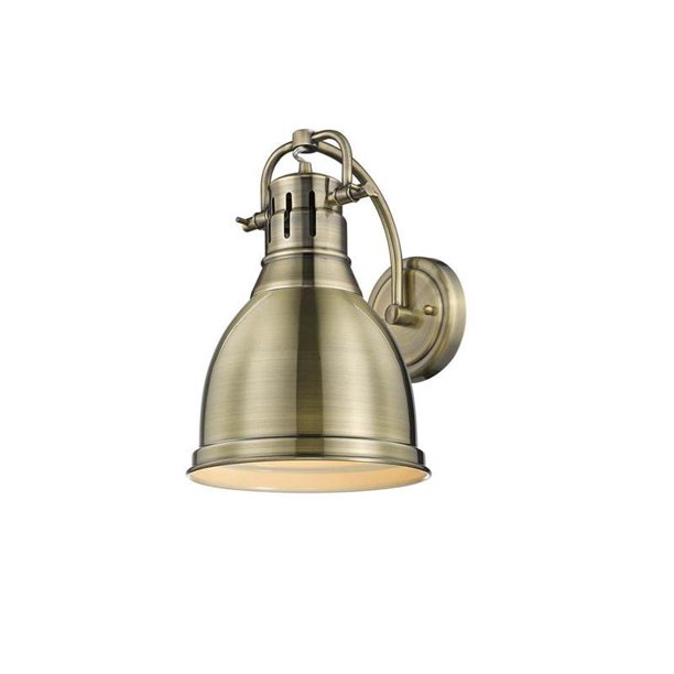 Golden Lighting Duncan 1 Light Wall Sconce in Aged Brass with an Aged ...
