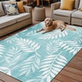 Aquatic Fronds Indoor Outdoor Rugs 4x6 Ft, Turquoise Teal Leaf Plant ...