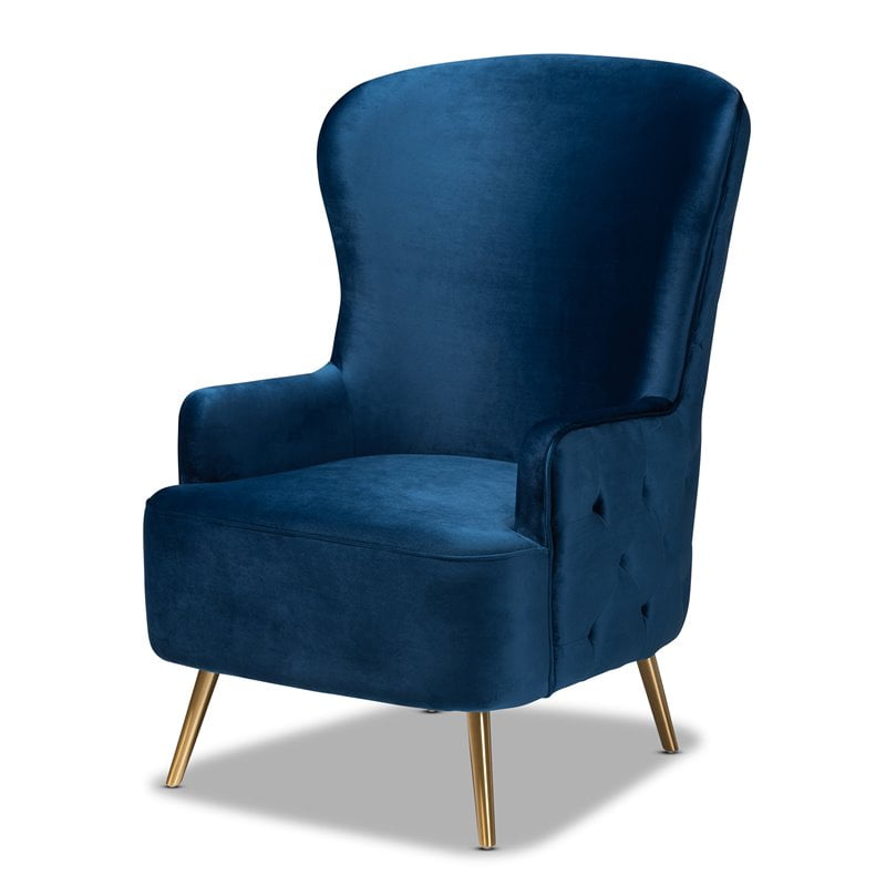 Bowery Hill Modern Royal Blue Velvet Fabric and Gold Finished Accent ...