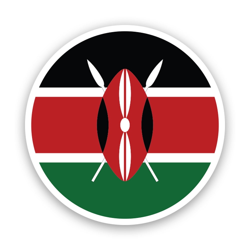 Round Kenyan Flag Sticker Decal - Self Adhesive Vinyl - Weatherproof ...