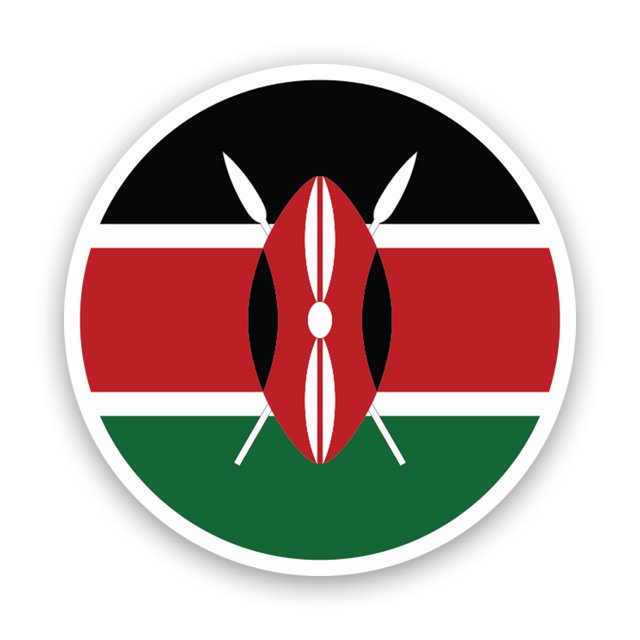 Round Kenyan Flag Sticker Decal - Self Adhesive Vinyl - Weatherproof - Made in USA - kenya ken ...